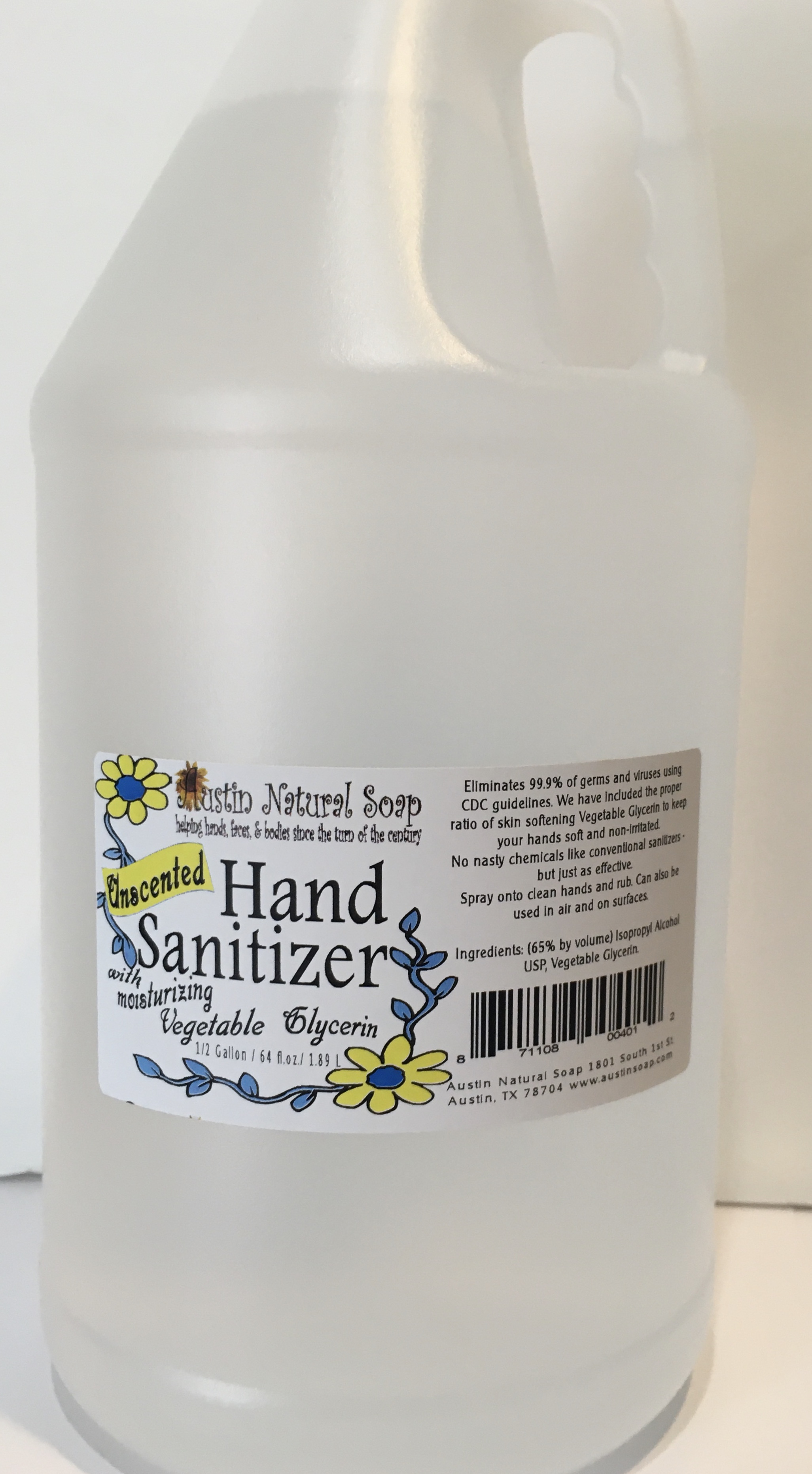 Unscented Moisturizing Hand Sanitizer Refill - 1 Gallon: Austin Natural ...